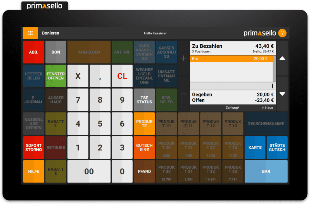 primasello POS Touch-Kassensysteme — primasello Touchscreen Kassensystem X140S inkl. TSE UND ZVT ...